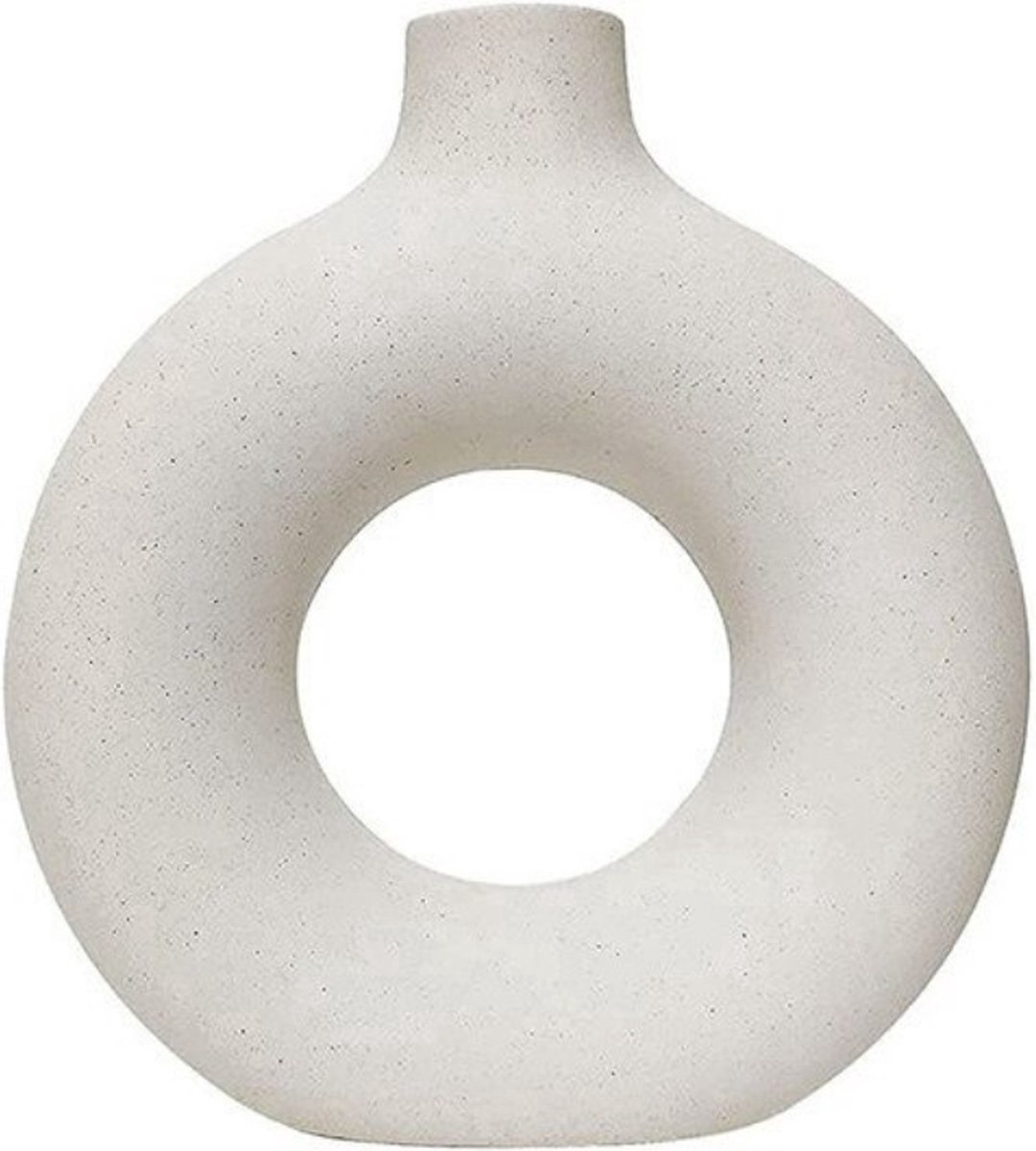 Vaas Keramiek - Ronde Vaas - Wit - Modern - Woondecoratie - Donut Vaas ...