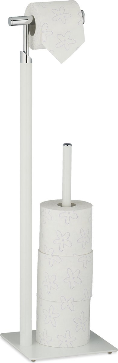 Relaxdays toiletrolhouder staand - wc-rolhouder wit - closetrolhouder ...