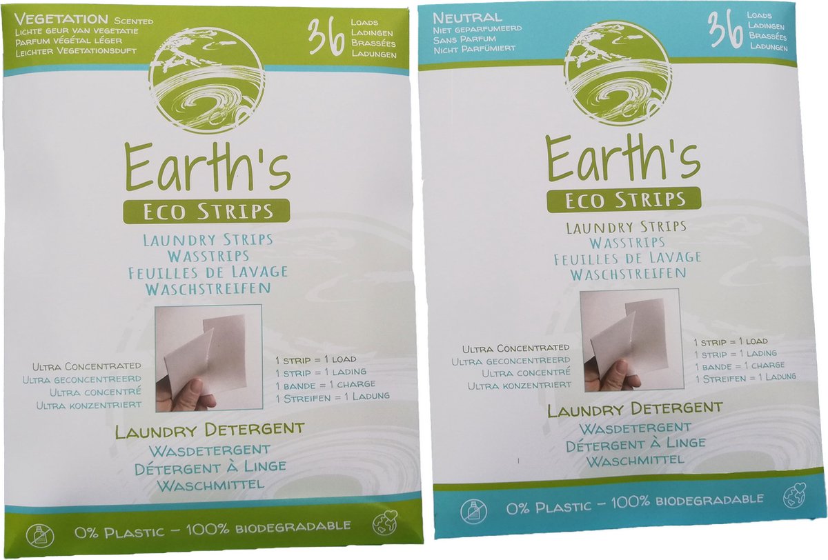 Earth's Eco - probeerverpakking - wasstrips combipack 2 geuren fris ...