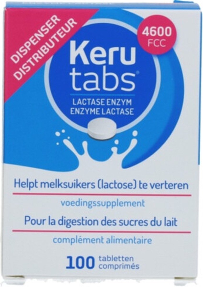 Kerutabs Lactase Enzym 4600 FCC 100 tabletten | bol