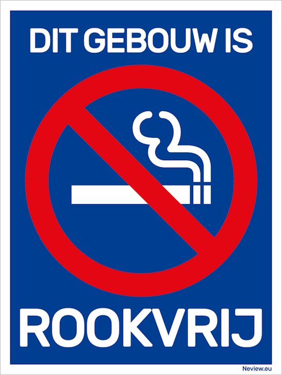 Bordje "Dit gebouw is rookvrij" - 15x20 cm - Voor binnen & buiten ...