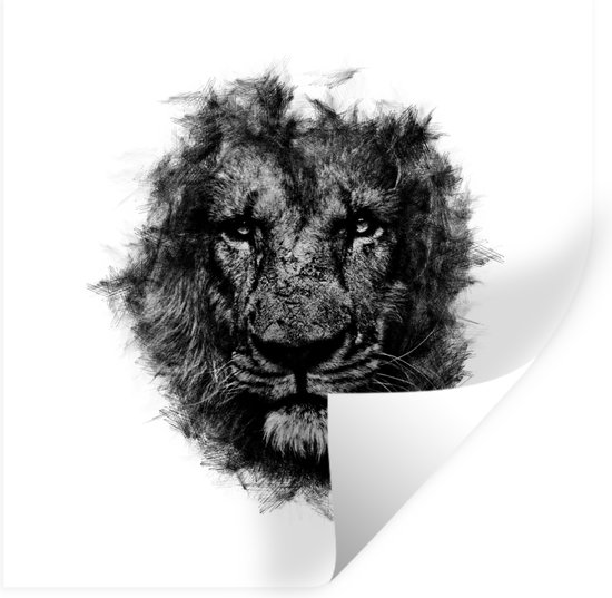 Muurstickers - Sticker Folie - Leeuw - Zwart - Wit - 30x30 cm - Plakfolie -... | bol
