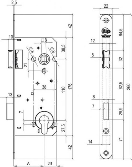 Cilinderslot Yale A2653-25 met asafstand 110 mm en afgeronde koper ...