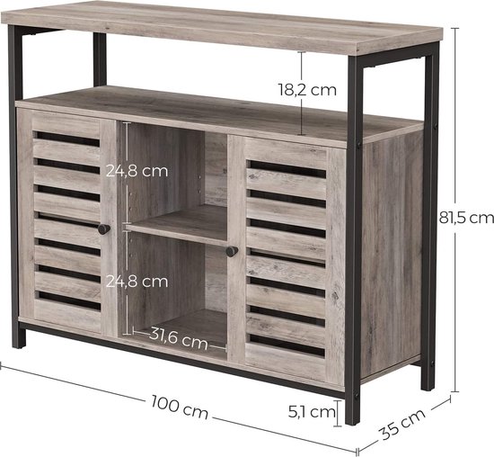c90 - Dressoir - zijkast - keukenkastje met open rekken - halkastje ...