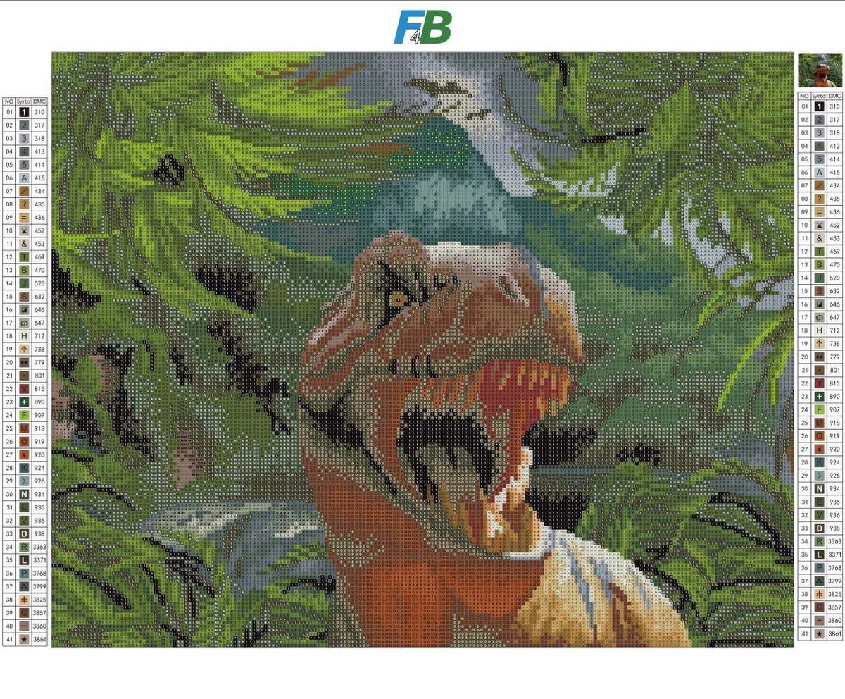 F4B T-Rex Diamond Painting 40x50cm | Vierkante Steentjes | Dinosaurus ...
