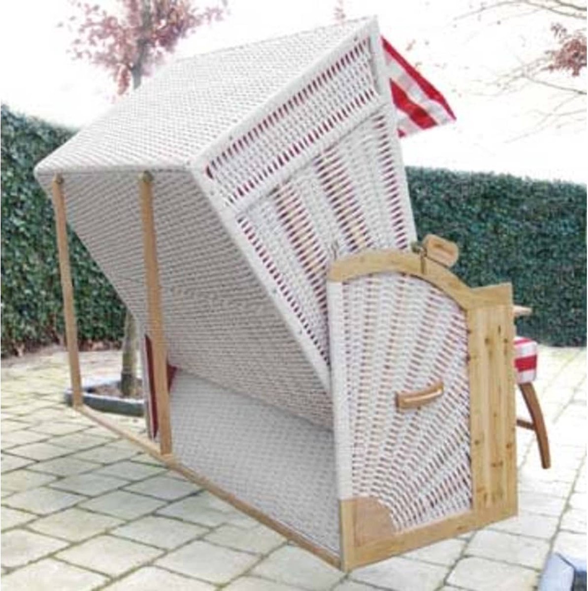 vidaXL Strandkorf Deluxe XL rood-wit 2 personen | bol.com