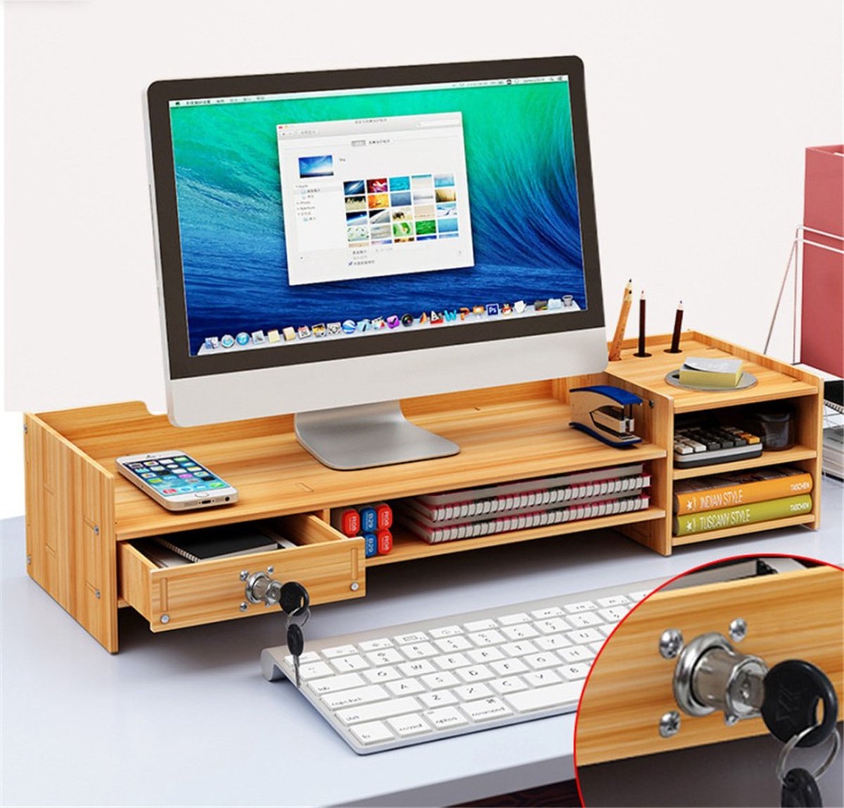 Bureaukast met opbergruimte computerstandaard zwart | bol.com