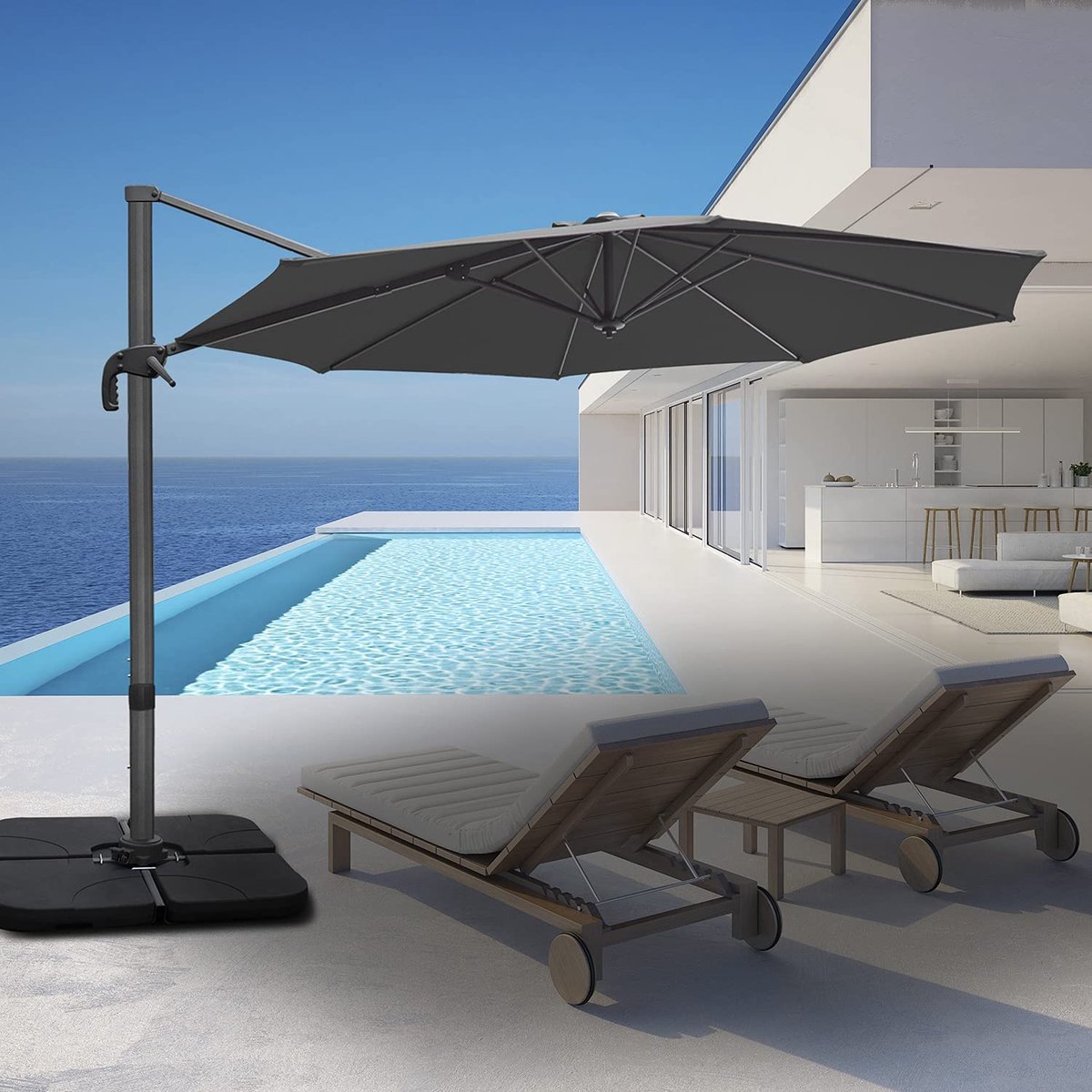 Tuin Parasol - Zweefparasol - Terras Parasol - Ronde zweefparasol ...