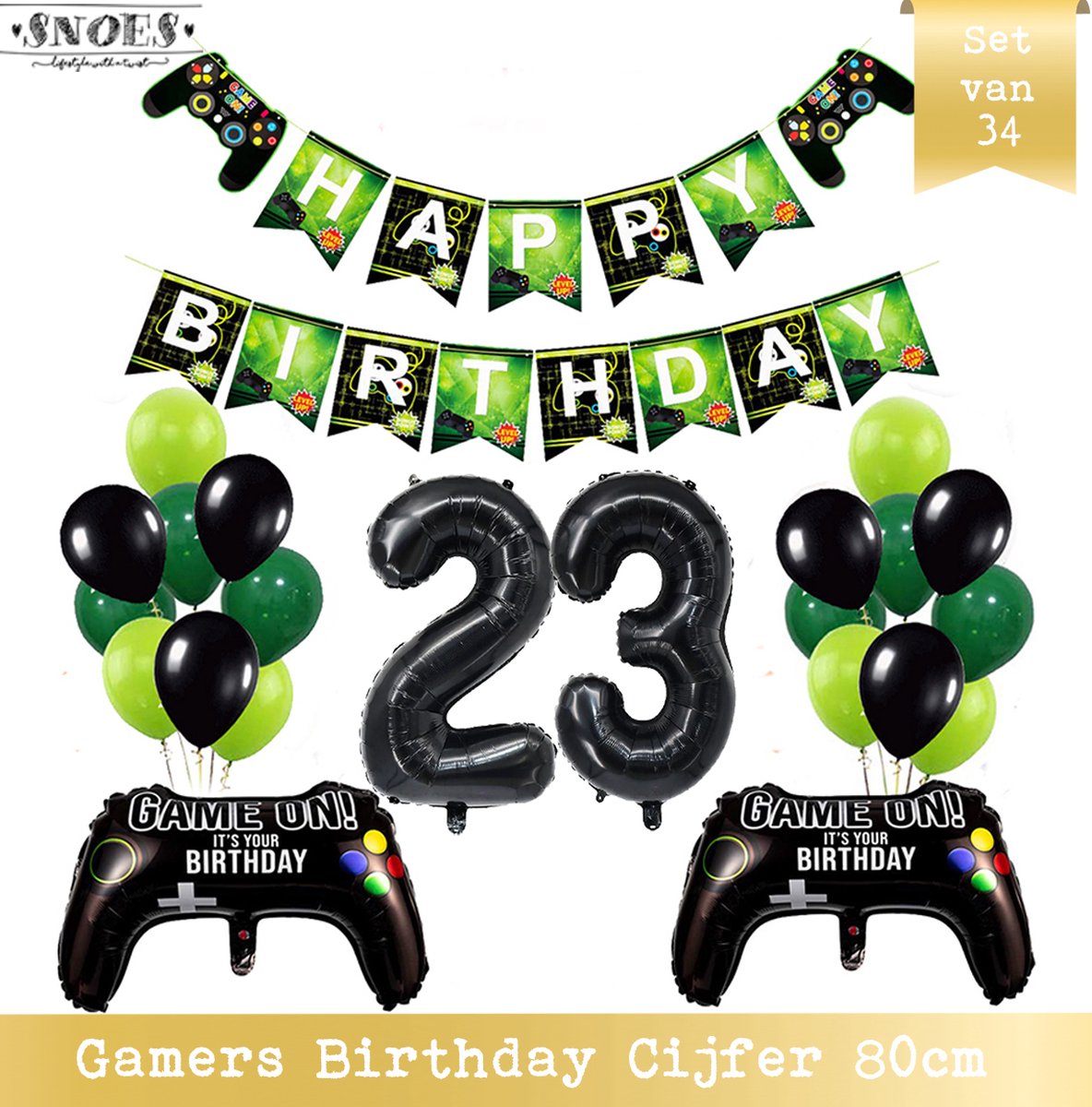 Cijfer Ballon 23 - Game Gamers Birthday Mega Ballon Pakket - Nummer ...