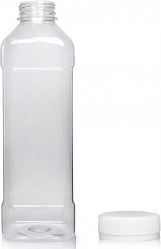 20 vierkante PET flessen met dop, 1000 ml | bol.com
