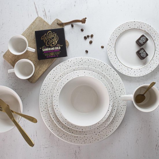Dutch Rose Loft 28 delige serviesset Wit met Glitters | bol.com