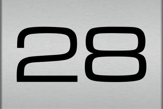 RVS look huisnummer, rvs look dibond, 15x10cm, nummer 28 | bol
