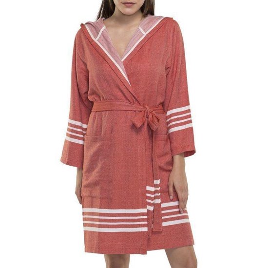 Hamam Badjas Sun Brick - M - korte sauna badjas met capuchon ...