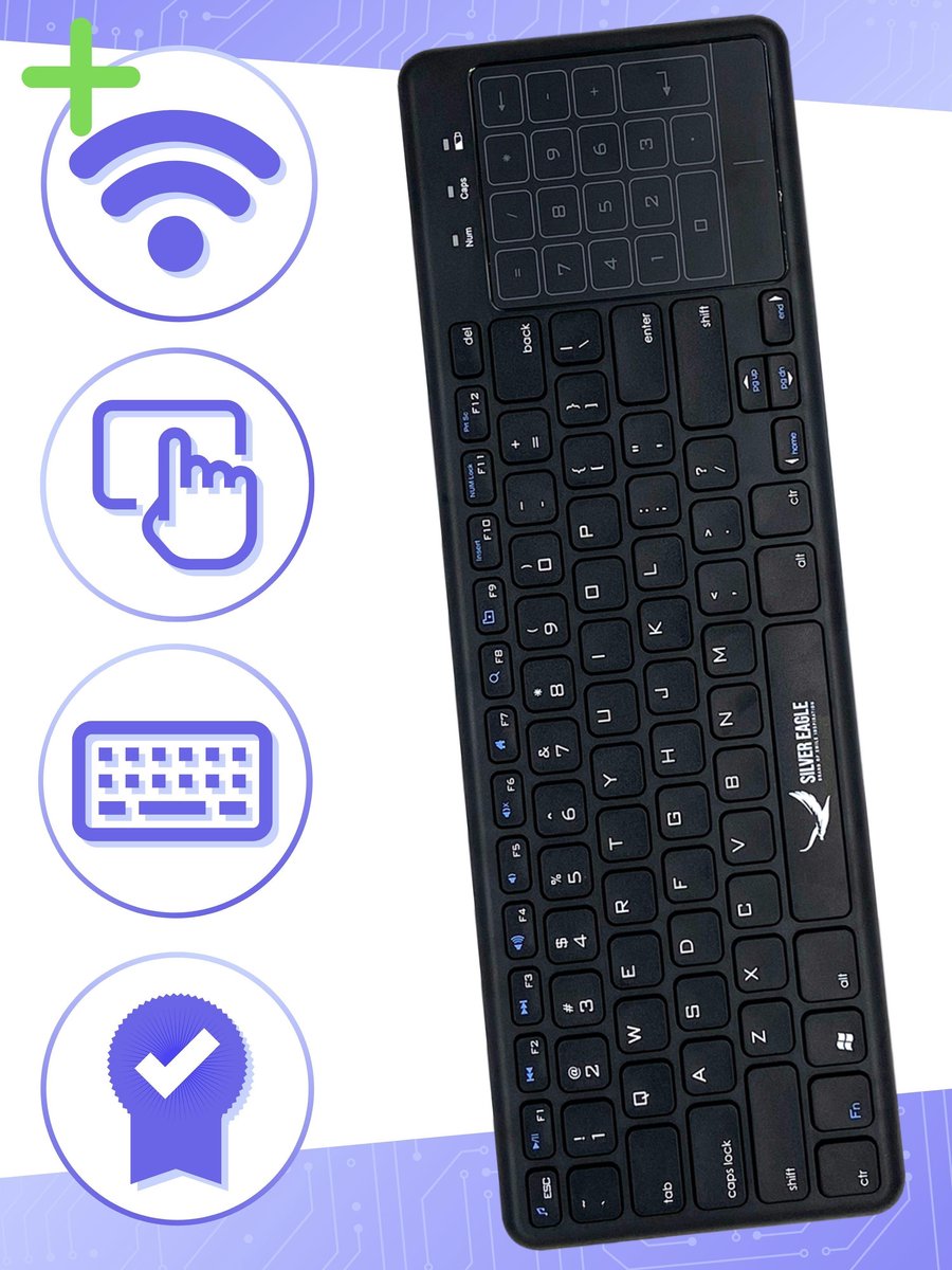 Qwerty Toetsenbord – Touchpad & Numpad – Draadloos Keyboard – Ultra ...