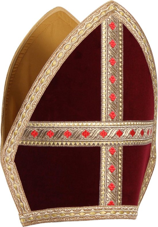 Sint Mijter fluweel bordeaux Sinterklaas | bol