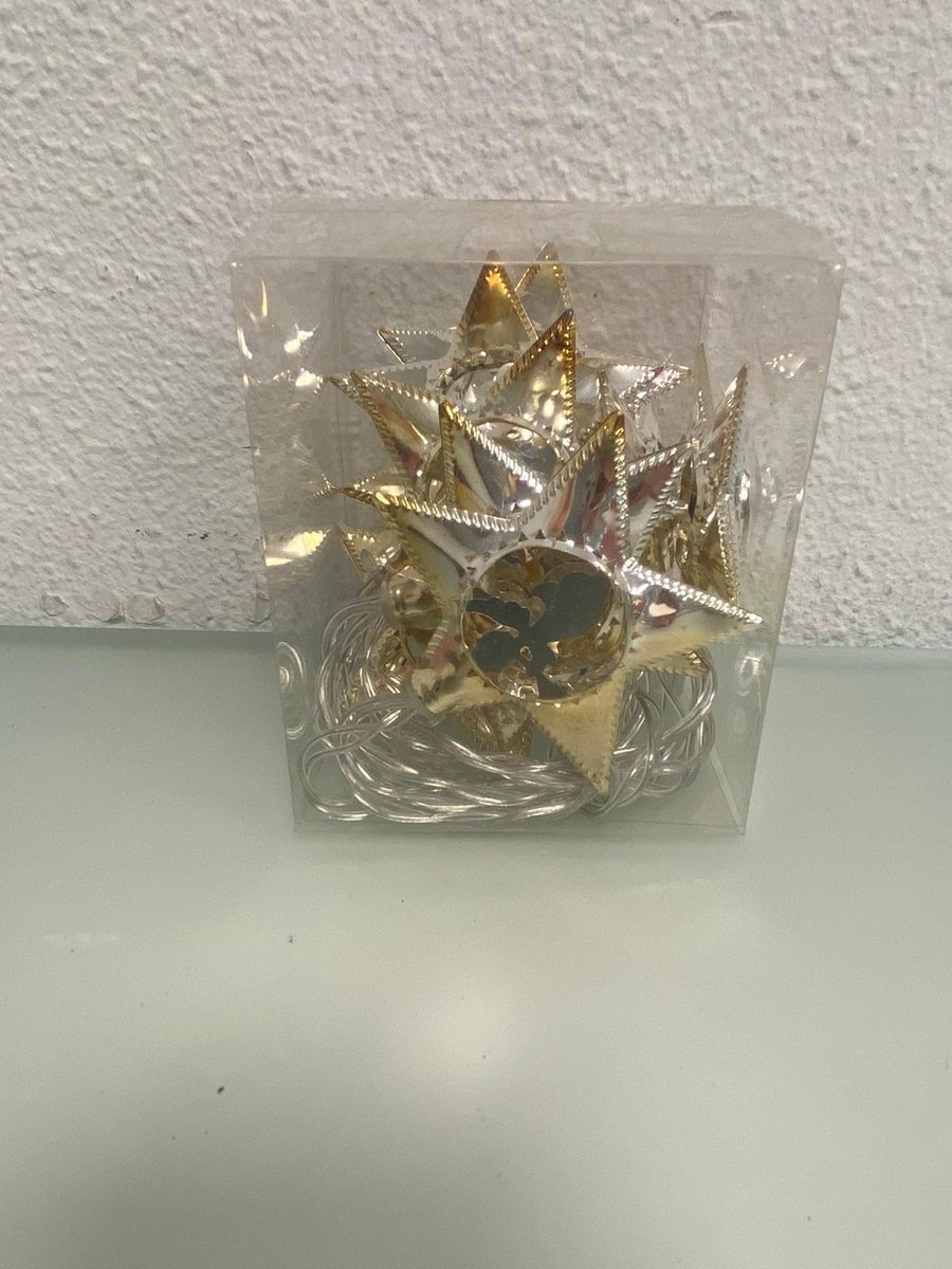Decoratieve slinger met led-verlichting en metalen sterren (goud/zilver ...