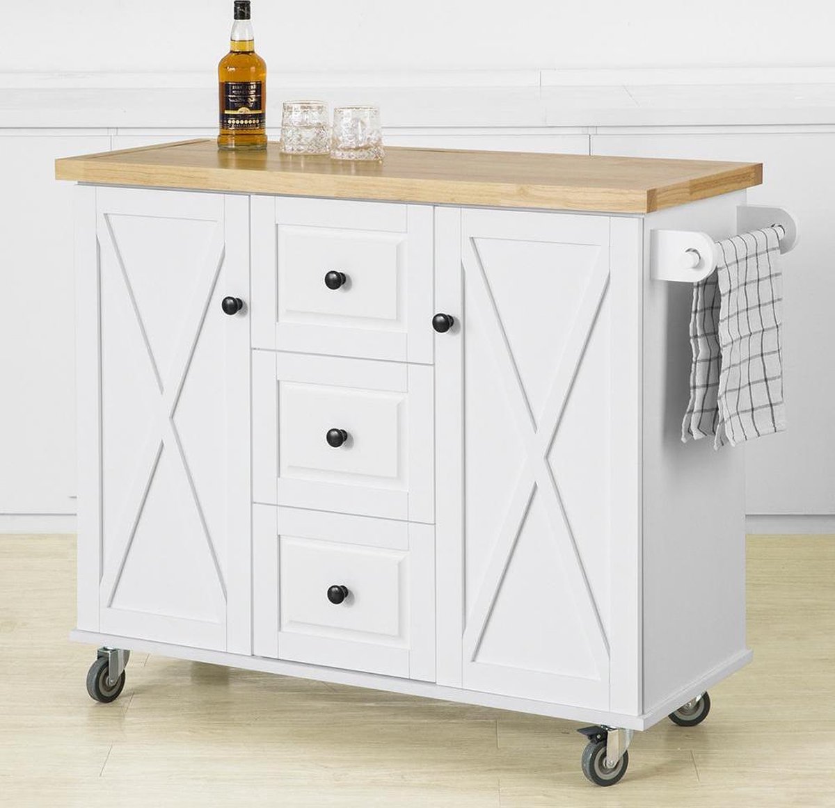 Simpletrade Keukentrolley - Keukenkast - Hout - Wit - 116x93x46 cm ...