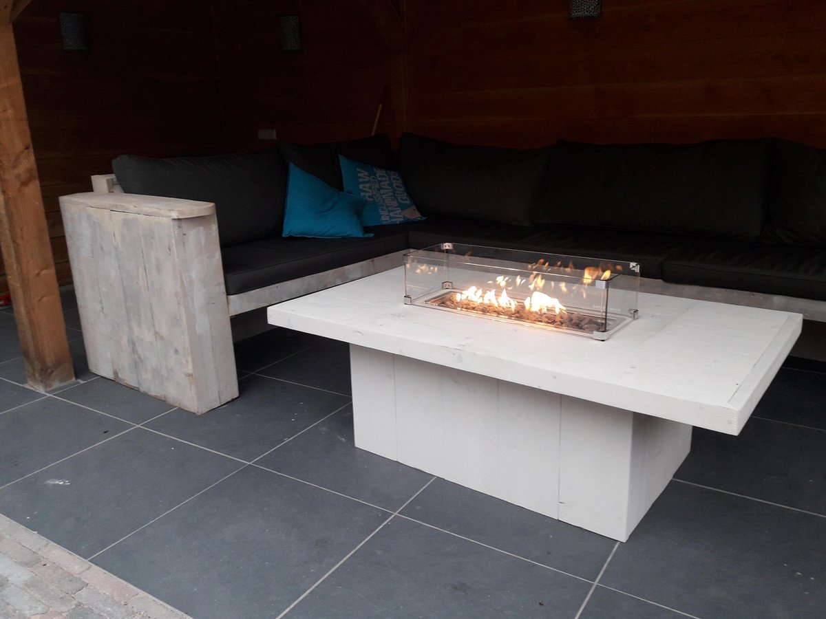 Table à feu Tree 80x150x50 en bois d'échafaudage White Wash de votre ...
