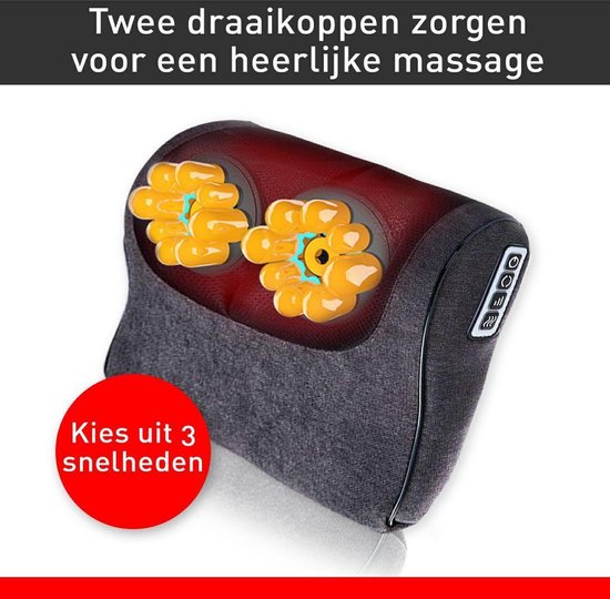 Massagekussen - Verwarming, infrarood en shiatsu massage - Nekpijn verlichter - Zwart... | bol