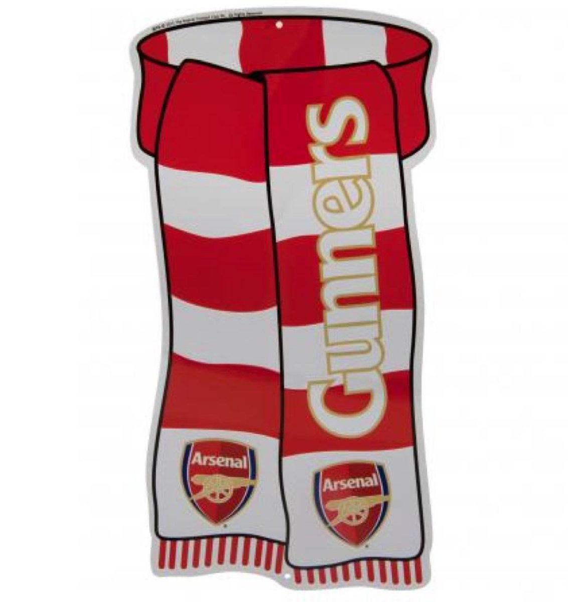 Arsenal FC Official Scarf Shaped Show Your Colours Metal Sign (Red ...