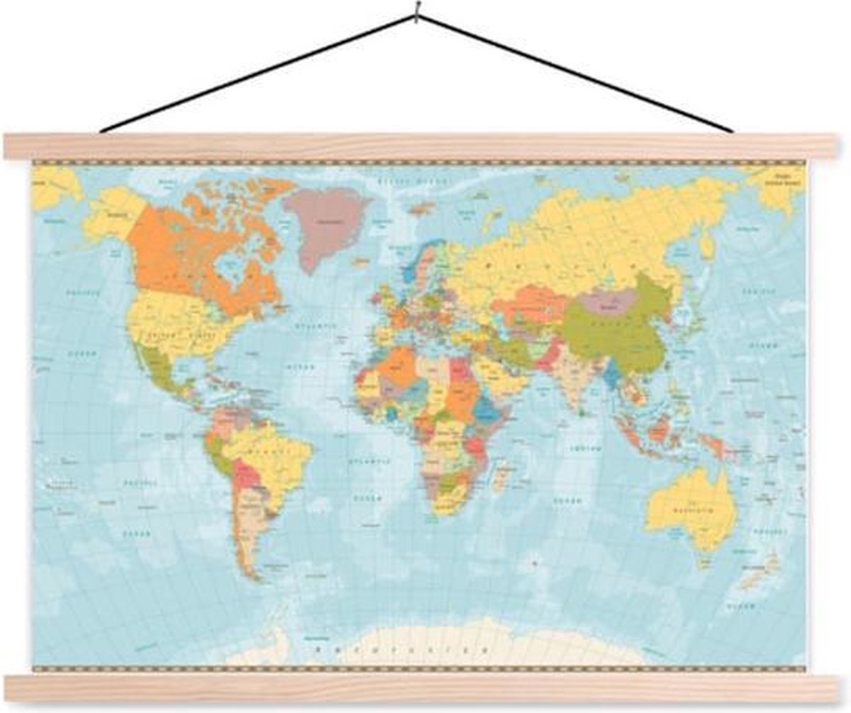 Schoolplaat Wereldkaart Gedetailleerd | bol.com