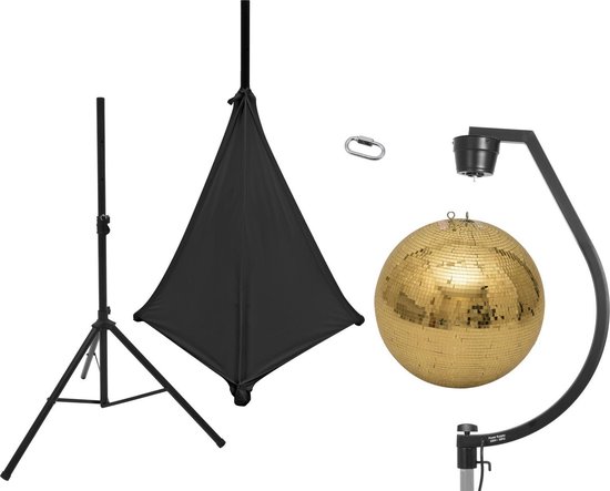 EUROLITE Discobal set met motor - discobol - spiegelbol - 50cm goud met ...