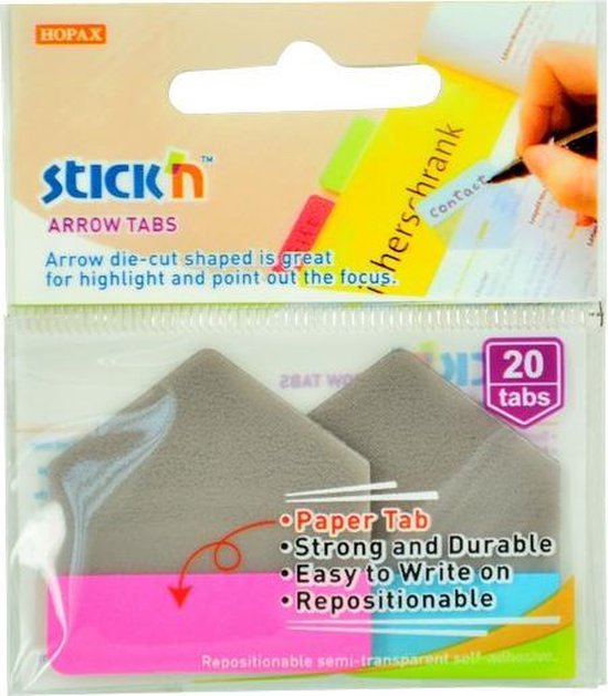 Stick'n Index tab - Pijl vorm - 38x38mm, roze/blauw, 2x10 tabs | bol.com