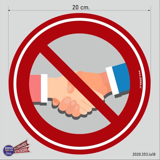 Geen handen geven pictogram sticker 20cm | bol.com