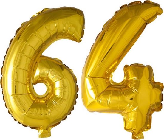 Ballon aluminium n ° 64 Or 41cm | bol.com