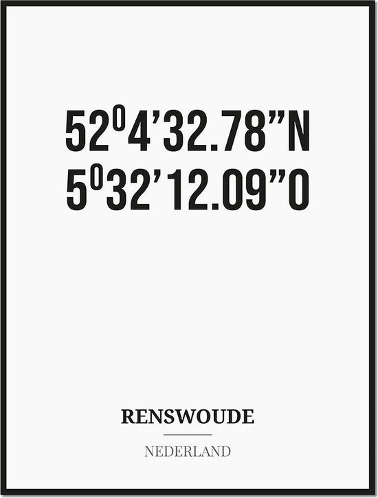 Poster/kaart RENSWOUDE met coördinaten | bol