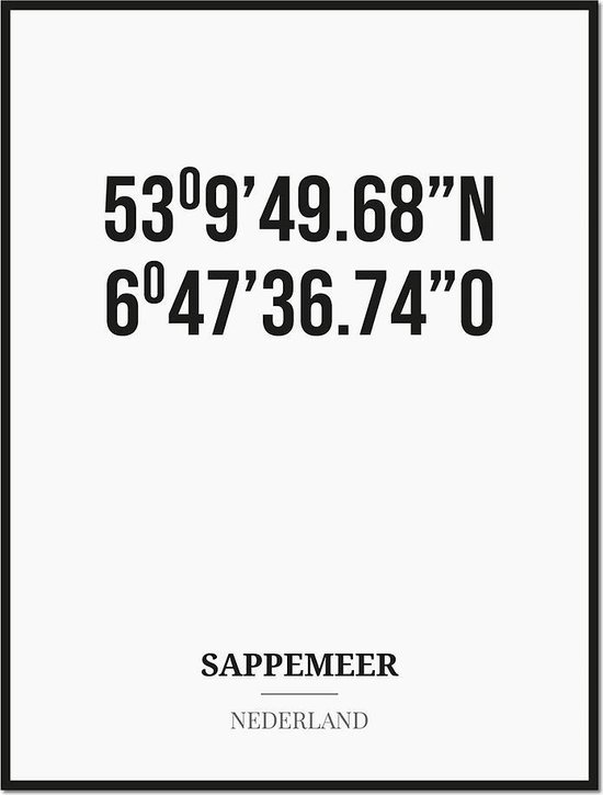 Poster/kaart SAPPEMEER met coördinaten | bol