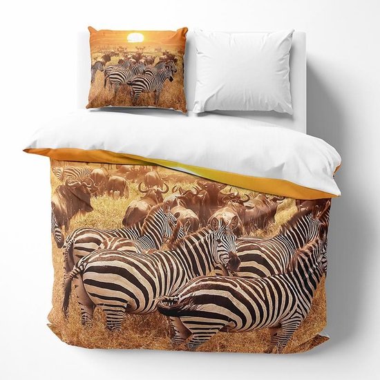 DLC - Tweepersoons Dekbedovertrek Zebra 200x200 cm - Satijn geweven ...