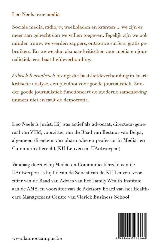 Fabriek journalistiek (ebook), Leo Neels | 9789401413435 | Boeken | bol.com