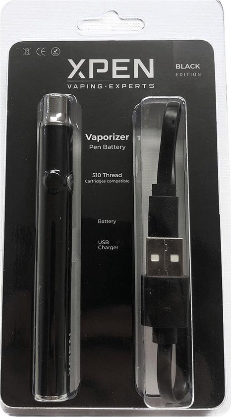 X-Pen Black Vaping Pen Battery 510 Thread + USB Charger | bol
