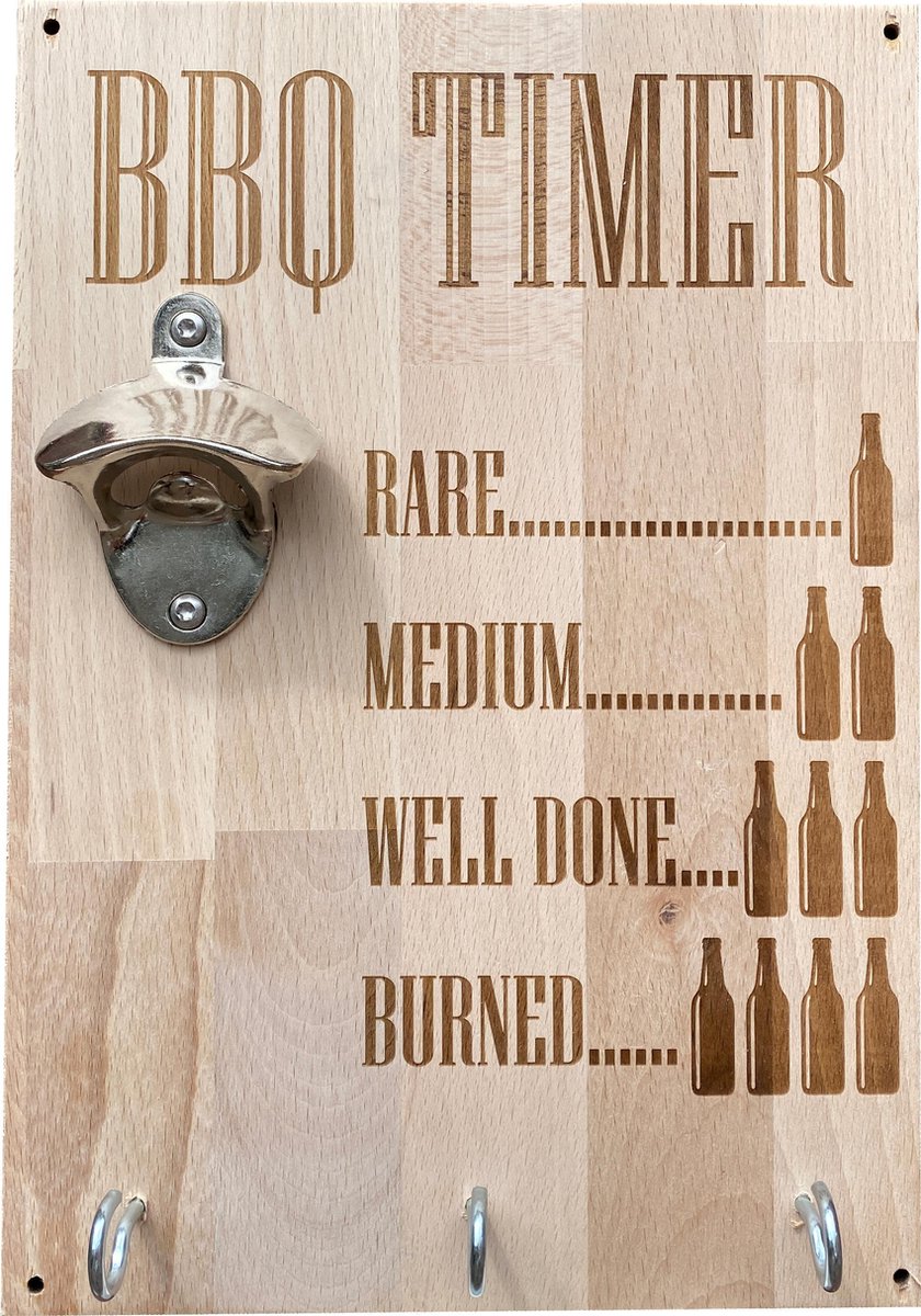 BBQ timer wandbord - Hout | bol.com