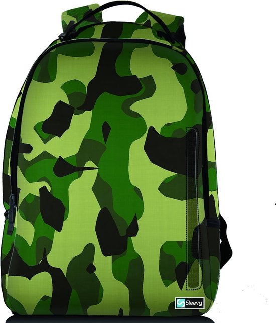 Sleevy laptop rugzak 17,3 Deluxe leger design - schooltas | bol.com