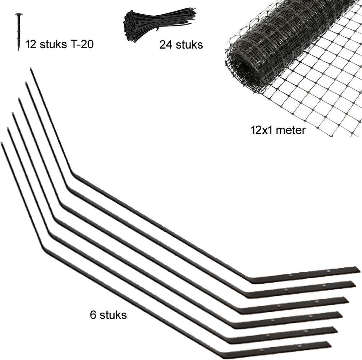 Kattengaas tuin-afrastering - 12 mtr - 6-Beugel Pakket - Hoog | bol
