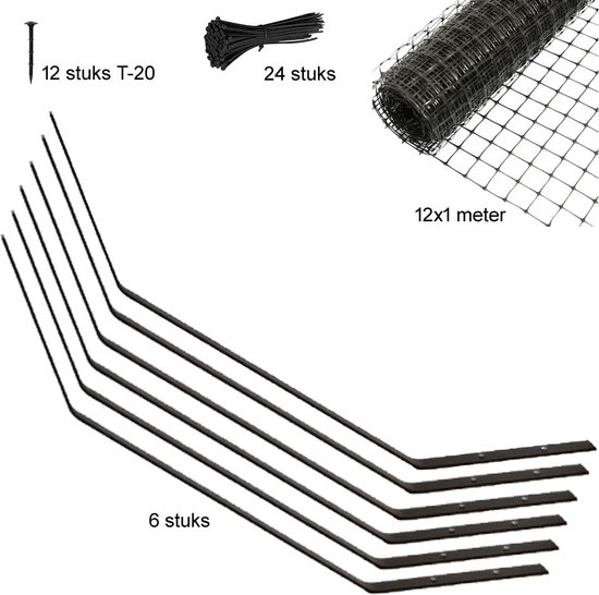 Kattengaas tuin-afrastering - 12 mtr - 6-Beugel Pakket - Hoog | bol
