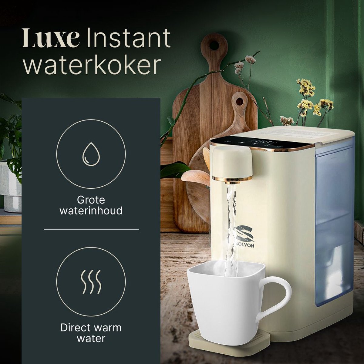 Solvon Heetwaterdispenser Inclusief 2 Filters - Luxe Warmwaterdispenser ...