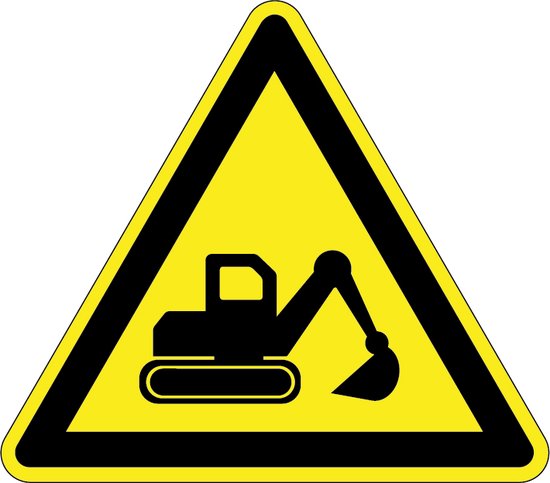 Waarschuwingssticker graafmachine 50 mm - 10 stuks per kaart | bol