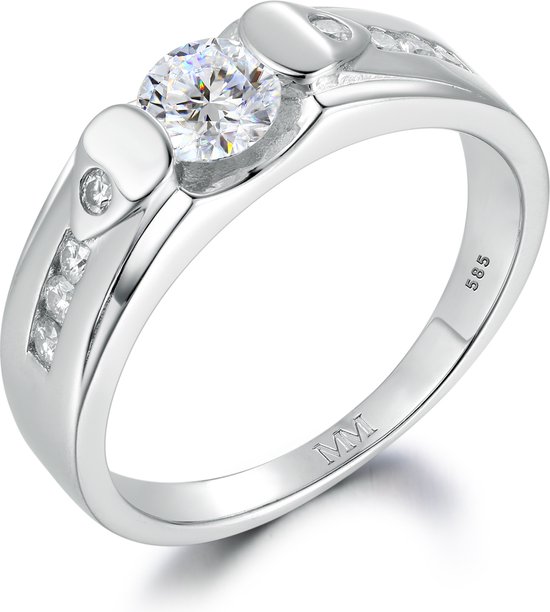 Onyx - 18k Witgouden Heren Moissanite Ring met Zijstenen | bol