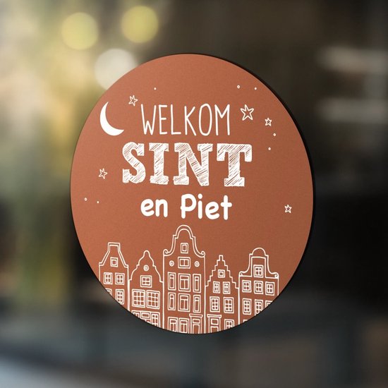 Label2x - Sticker Welkom Sint en Piet Huisjes - Raamsticker ...