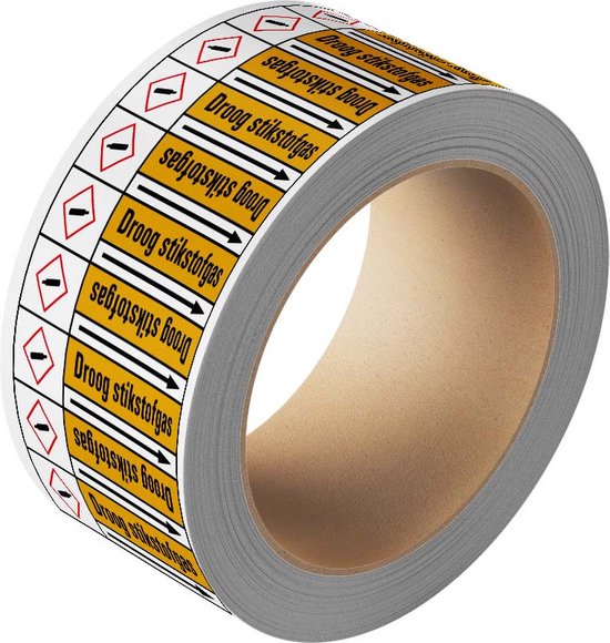Droog stikstofgas leidingmarkering op rol, 25 meter 75 mm | bol