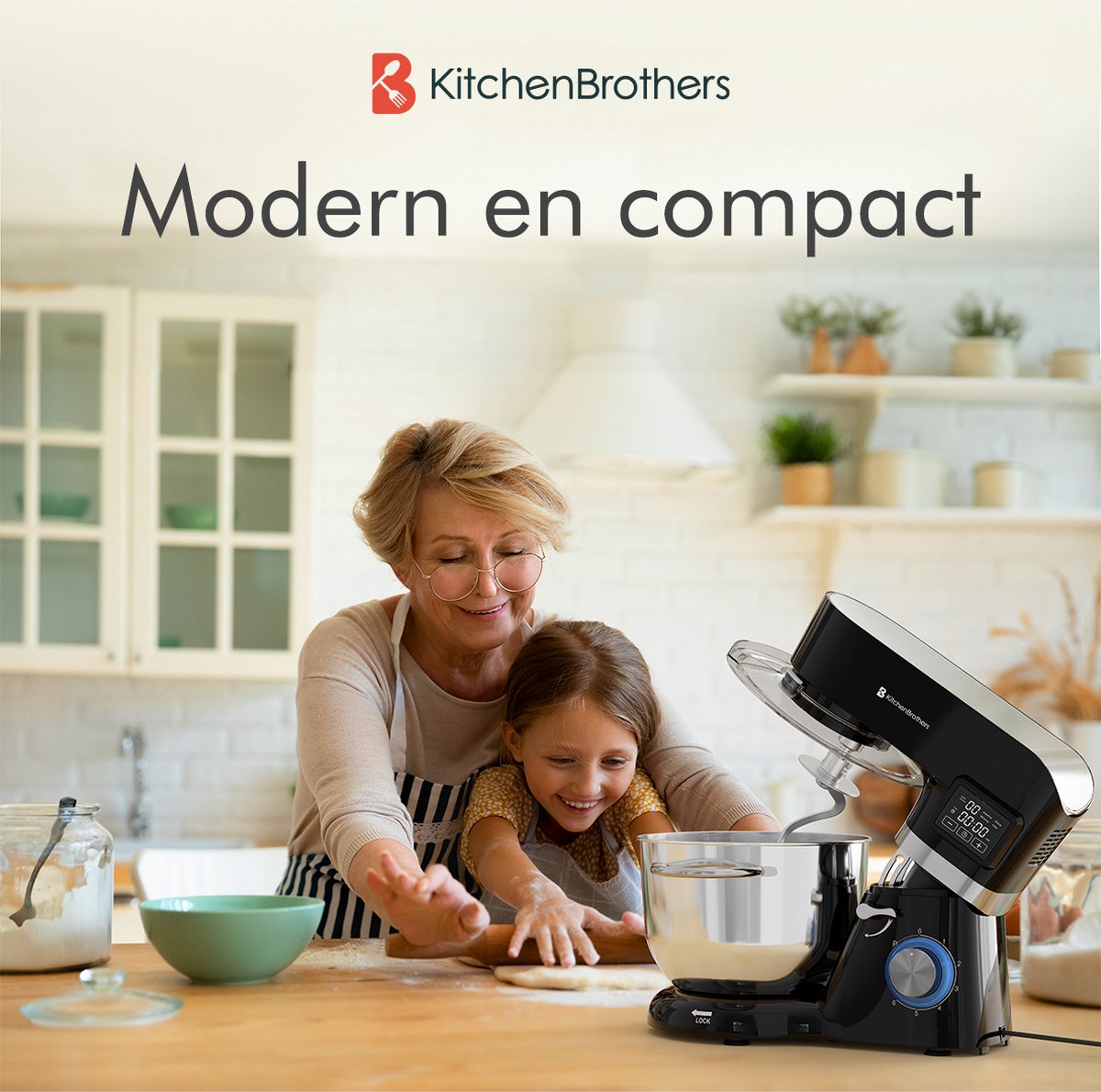KitchenBrothers Keukenmachine - Display en Timer - Keukenrobot - 6L ...