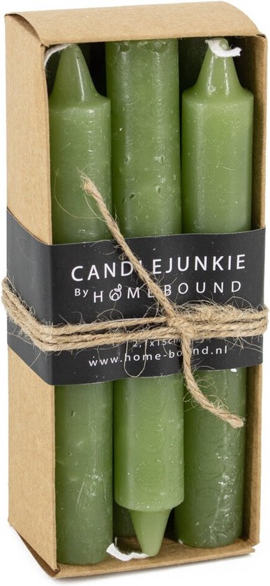 HomeBound by KY | Candle Junkie doosje dinerkaarsen groen | 15cm | dinerkaarsen in doosje | bol