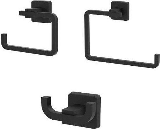 VALTEMO - Accessoire Set 3-in-1 - mat zwart - BADKAMERSET | bol