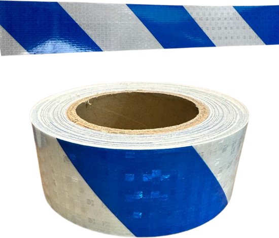 Winkrs | Reflectie tape op Rol PVC | Blauw en Wit - 25 meter ...
