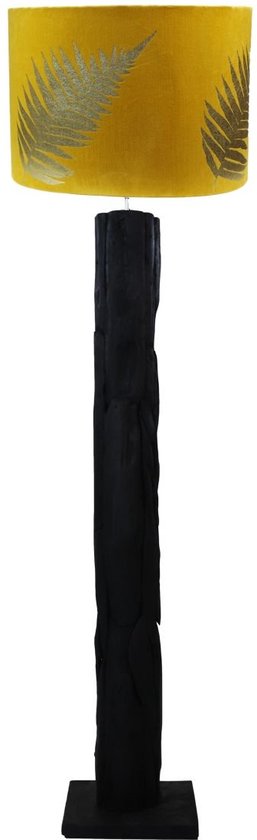 Poppy Lampenkap - 42x42x32cm - Mosterdgeel/Goud - Velvet | bol