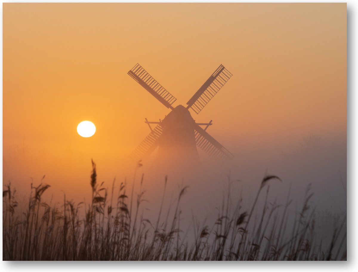 Dageraad bij de Kardinge Molen - Foto Op Canvas 40x30 | bol