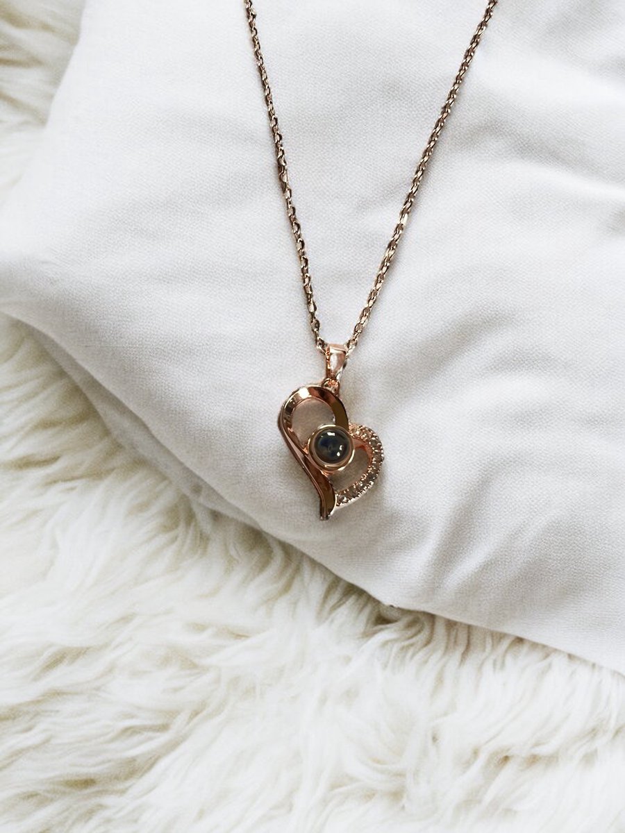 rose gouden ketting 100 talen limited edition - luxe hart rose goud ...